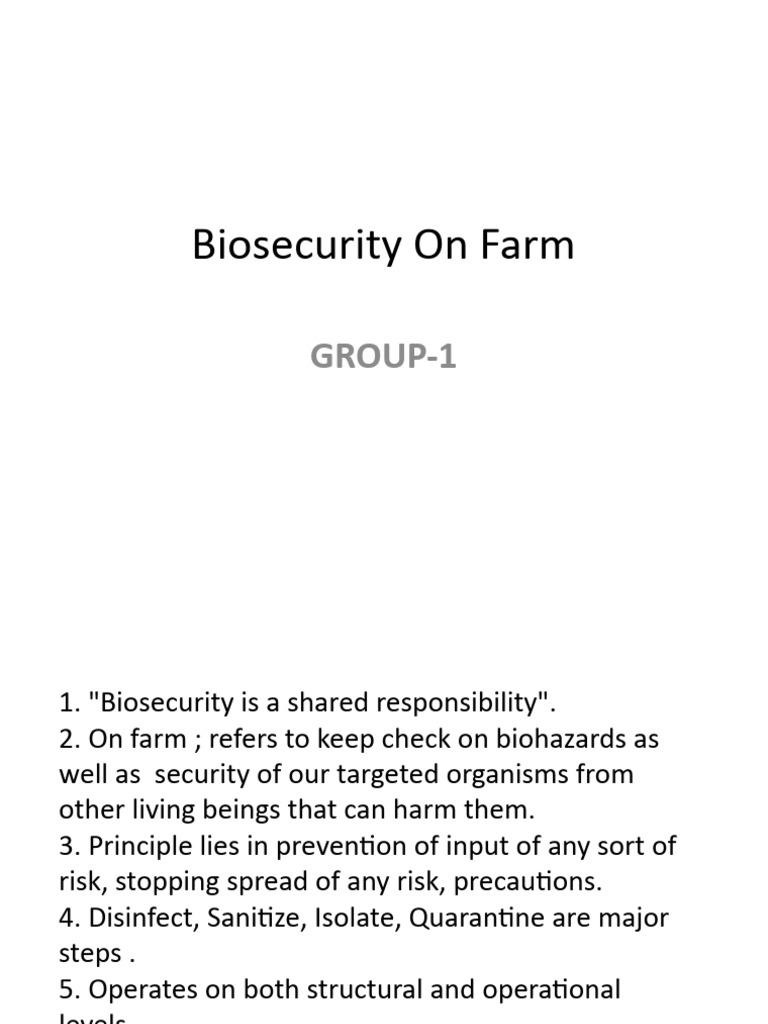 Biosecurity On Farm All Presentation | PDF | Quarantine | Medical Specialties