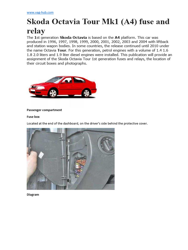 Octavia Fuse & Relay | PDF | Headlamp | Diesel Engine
