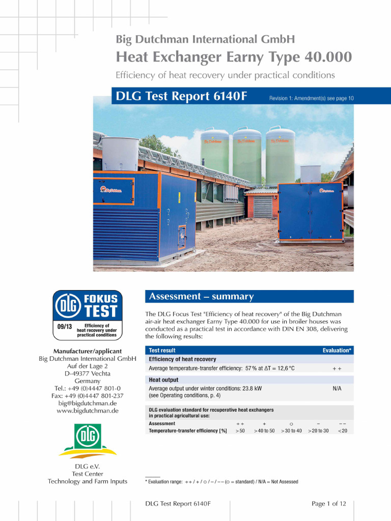 DLG, Test Report, 6140F, 12-735, Big Dutchman International GMBH, Heat ...