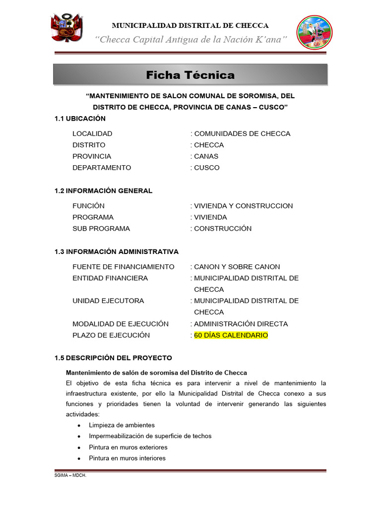 Ficha Tecnica Simplificada | PDF | Presupuesto