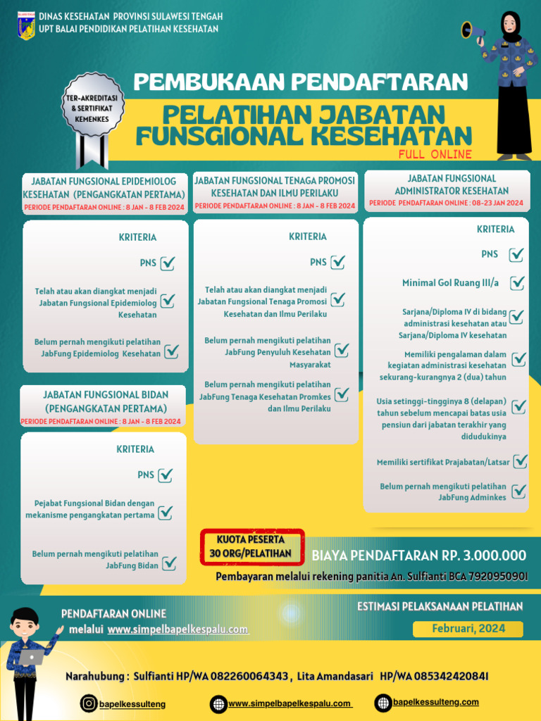 2024 - Pendaftaran Pelatihan JabFungKes | PDF