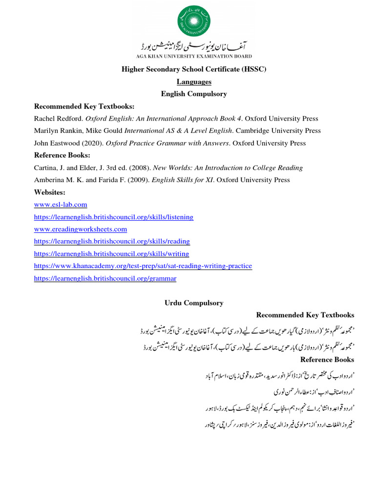 List of Resources For HSSC | PDF | Mathematics | Pakistan