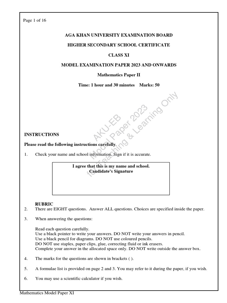 Mathematics Model Paper XI 2023 | PDF | Trigonometry | Matrix (Mathematics)