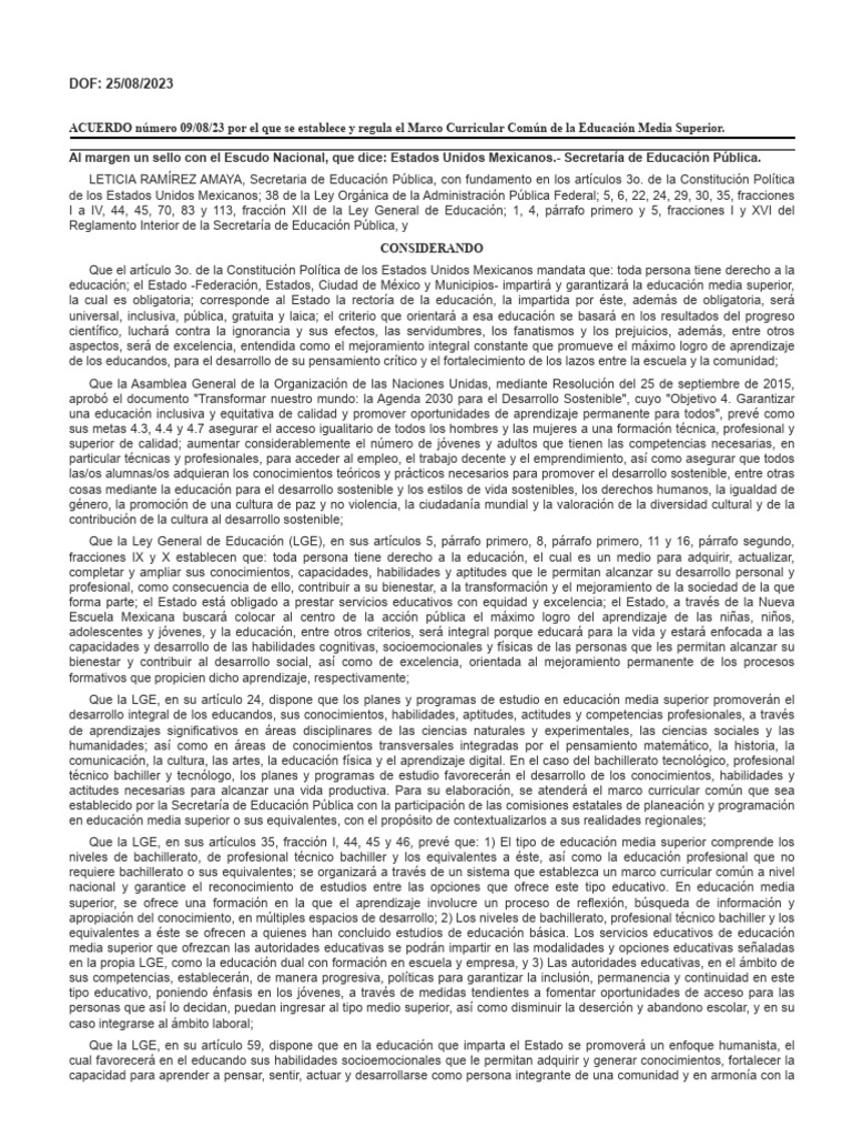 Acuerdo 09.08.23 Mccems | PDF | Inclusión (Educación) | Aprendizaje