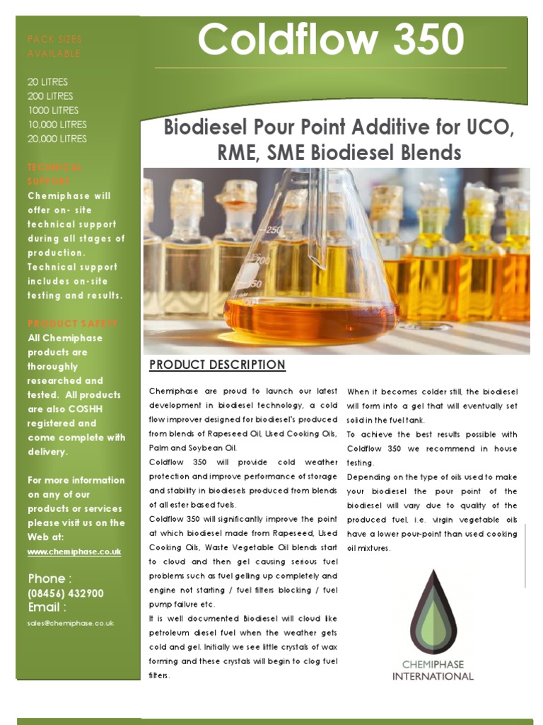 Biodiesel Cold Flow Additive | PDF | Biodiesel | Chemistry