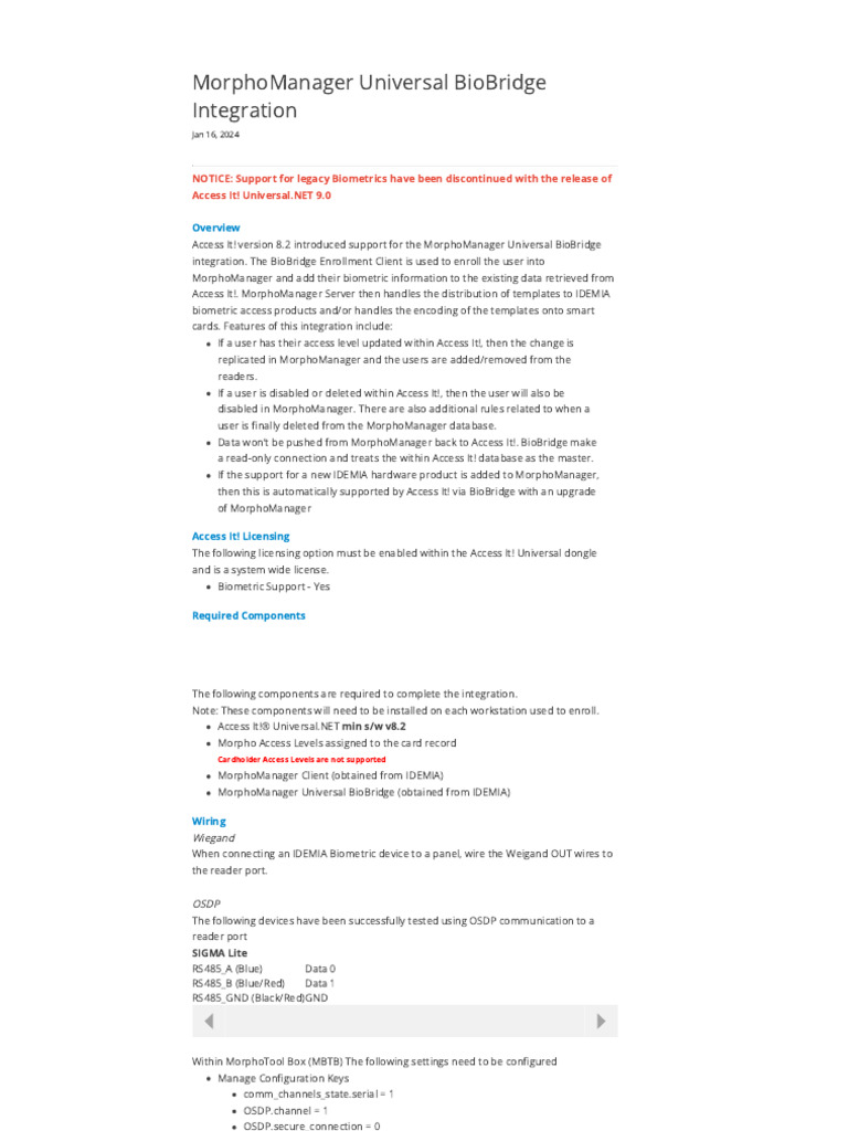 MorphoManager Universal BioBridge Integration - AccessIt! | PDF ...