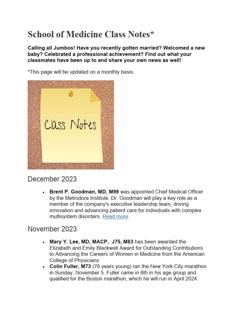 School of Medicine Class Notes | PDF | Doctor Of Medicine | Medicine