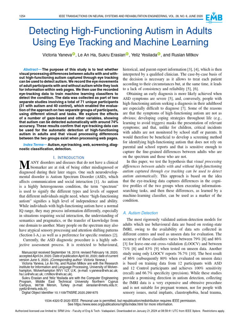 Detecting High-Functioning Autism in Adults Using Eye Tracking and ...