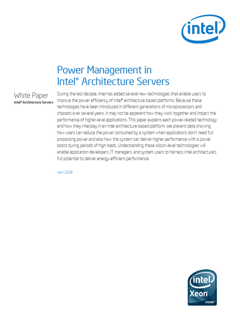 Power Management of Intel Architecture Servers | PDF