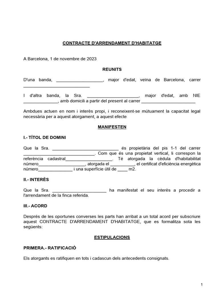 Contracte Vivenda Catala | PDF