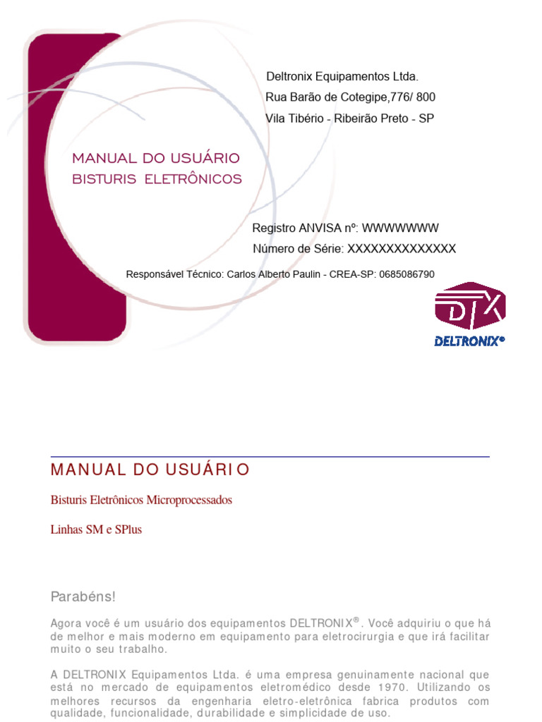 Bisturi Eletr+ Nico Deltronix (SM e SPlus) - Manual Do Usu+írio | PDF | Eletrônicos ...