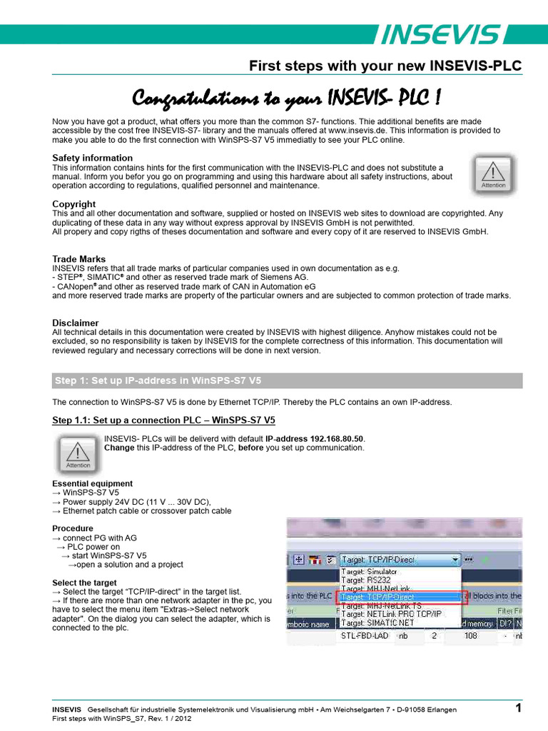 First_steps_WinSPS_ENGL_01 | PDF | Programmable Logic Controller | Ip Address