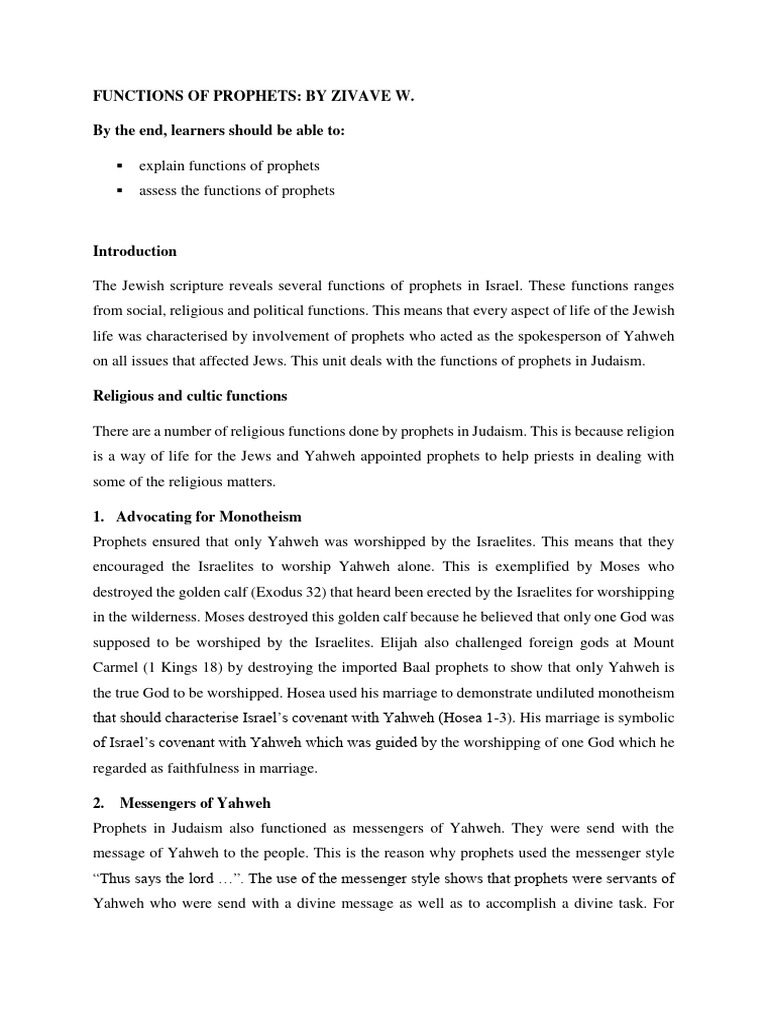 Functions of Prophets in Judaism | PDF | Books Of Kings | Yahweh