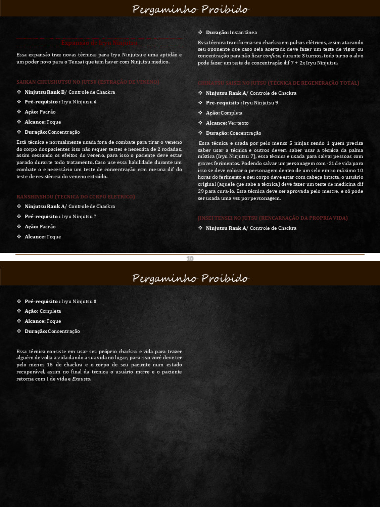 Novas Técnicas de Iryu Ninjutsu | PDF