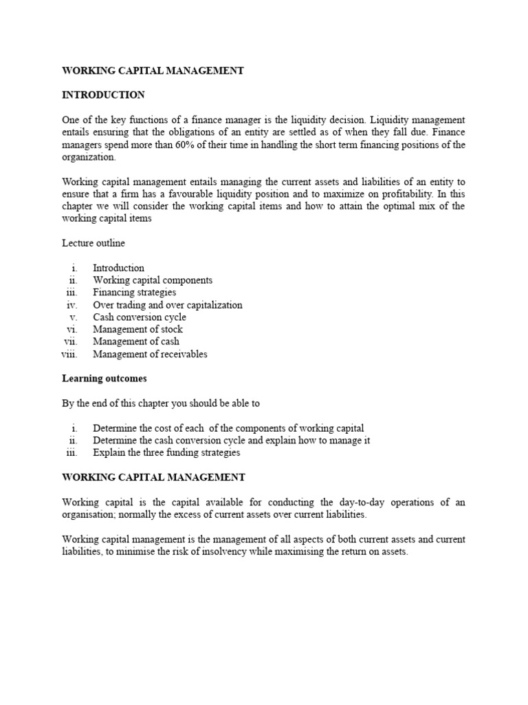 Working Capital Management Correct | PDF | Working Capital | Finance ...
