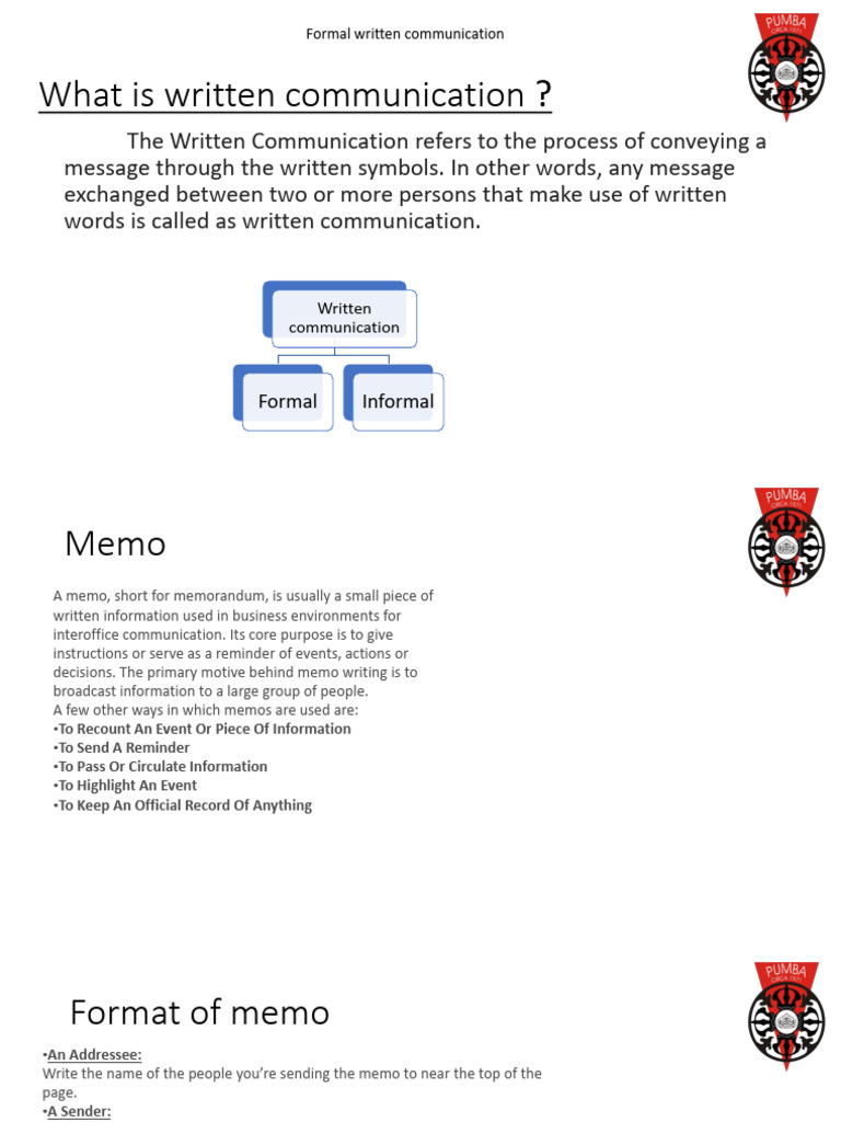 Written Communication - Formal Handouts | PDF | Memorandum | Loans