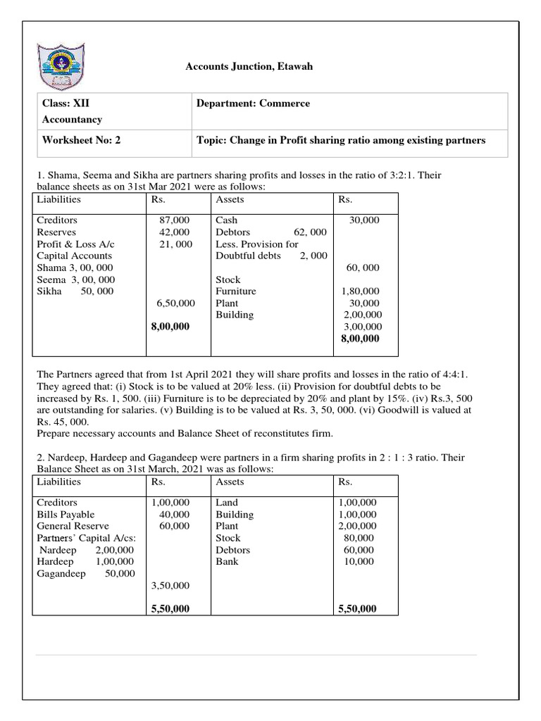 Worksheet 2 | PDF | Balance Sheet | Goodwill (Accounting)