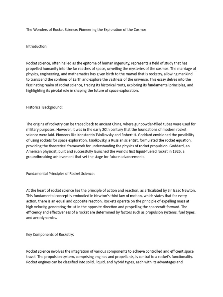 The Wonders of Rocket Science | PDF | Rocket | Spacecraft Propulsion