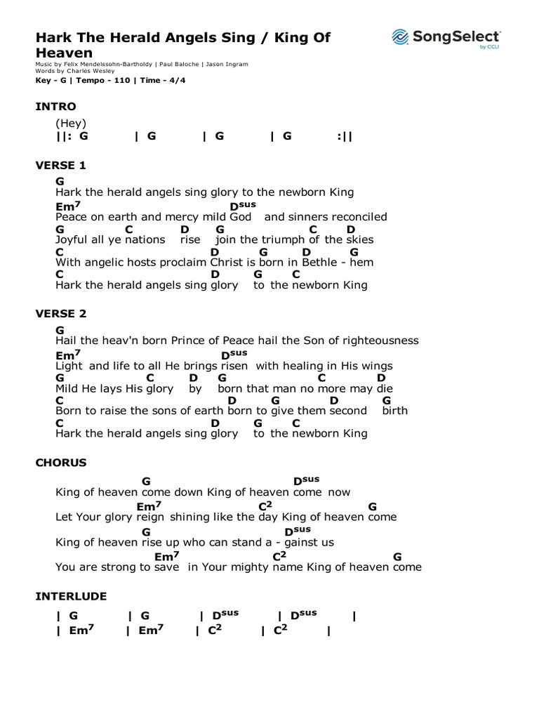 Hark The Herald Angels Sing King of Heaven G | PDF | Glory (Religion) | Heaven