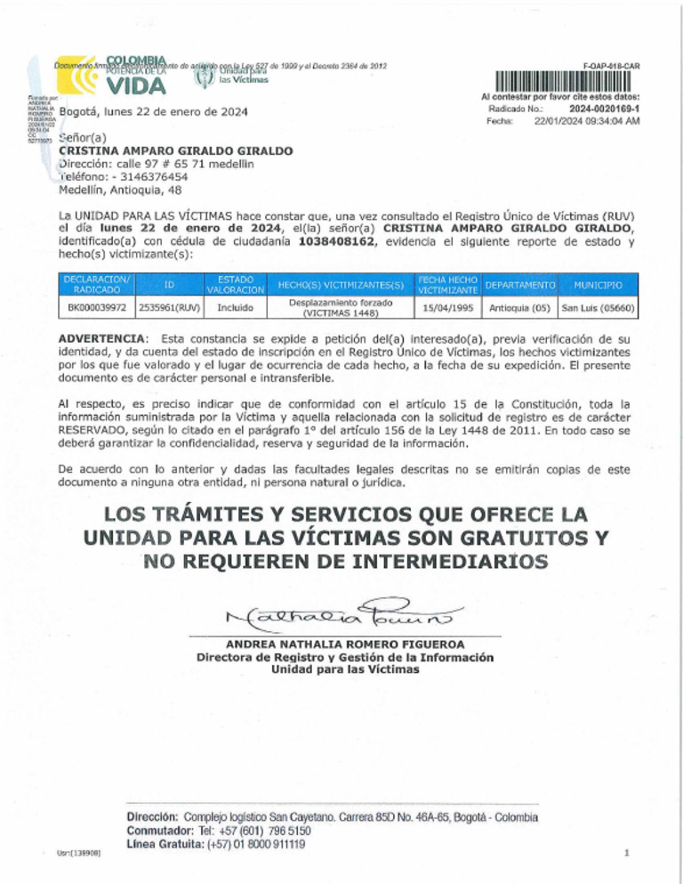 Certificado Uariv | PDF