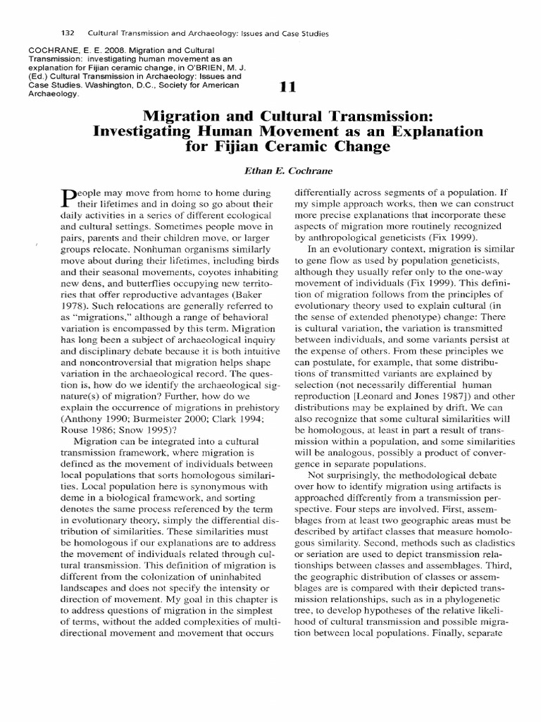 COCHRANE-Migration and Cultural Transmission | PDF | Ecology | Clade