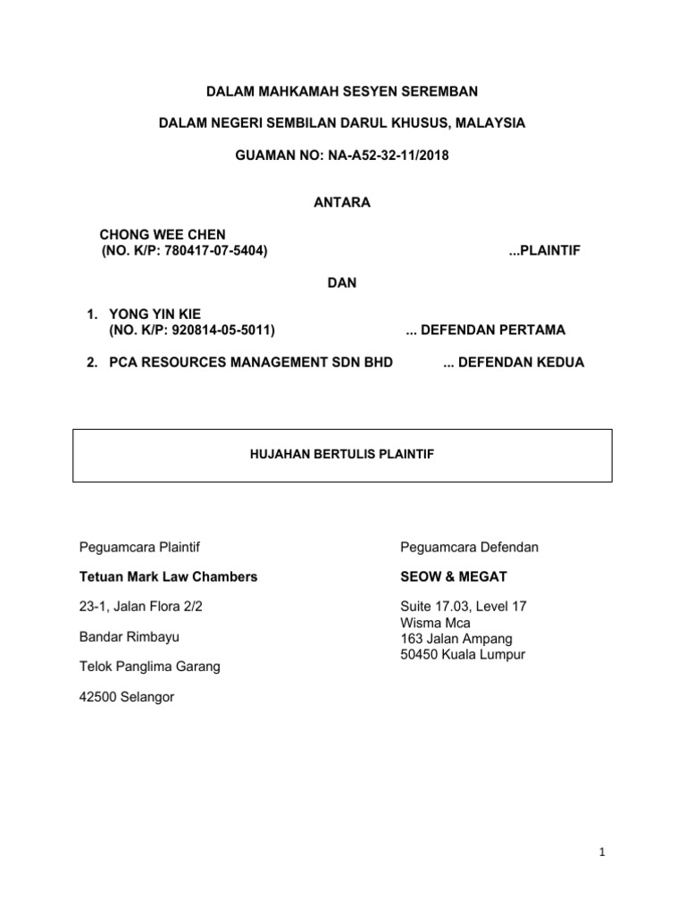 Hujahan Bertulis Sample | PDF