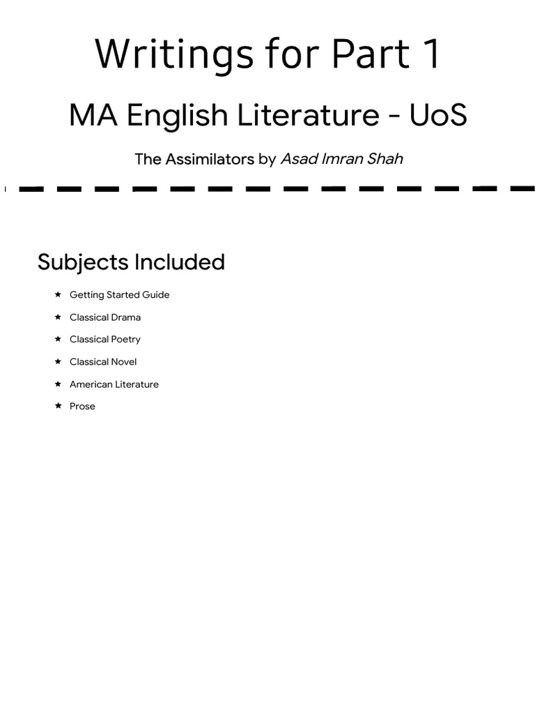 Essays For MA English Part 1 & 2 - Written and Compiled by Asad Imran ...