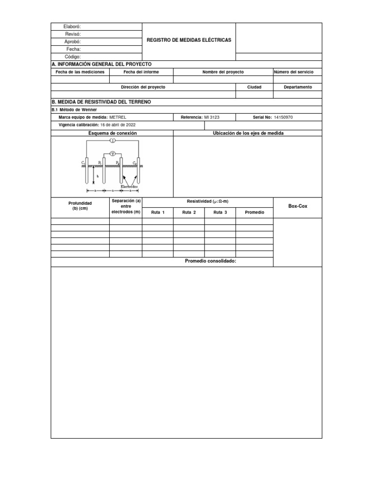 Formato Medición de Resistividad Terreno | PDF
