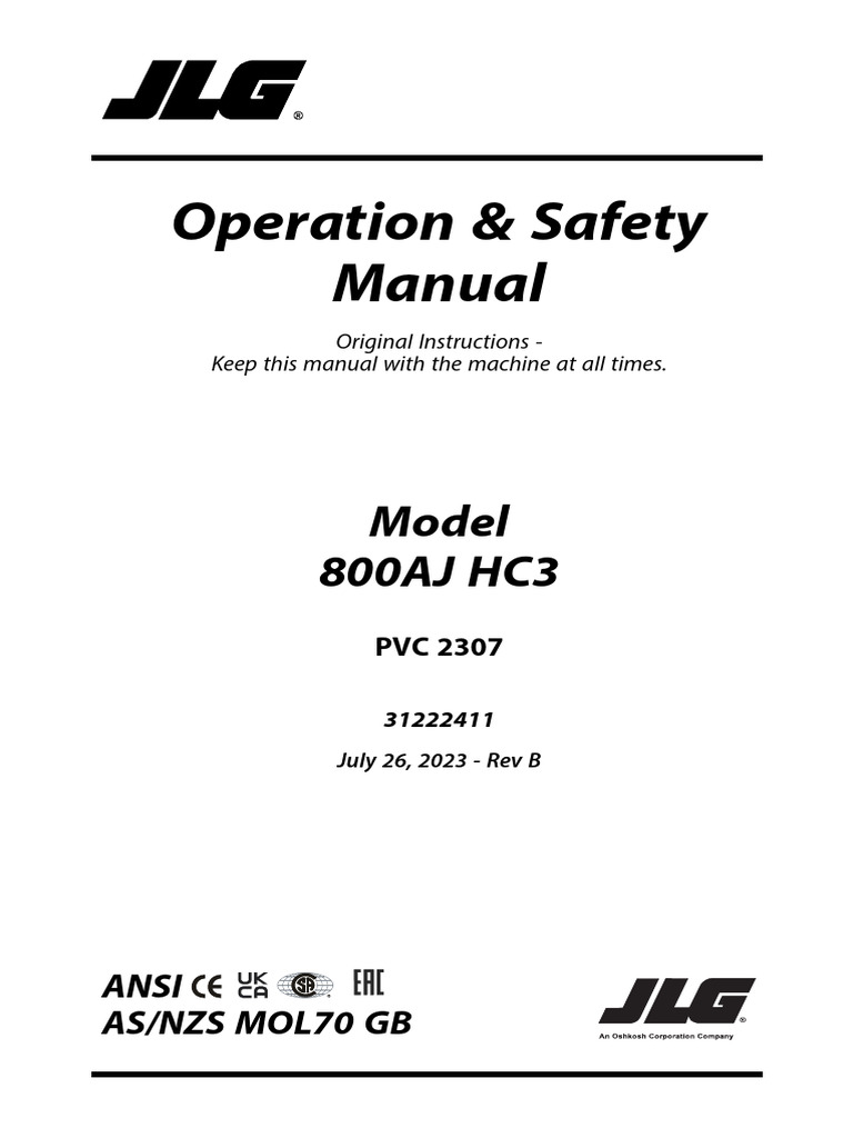 JLG 800AJ Operation English | PDF | Wound | Electric Power Transmission