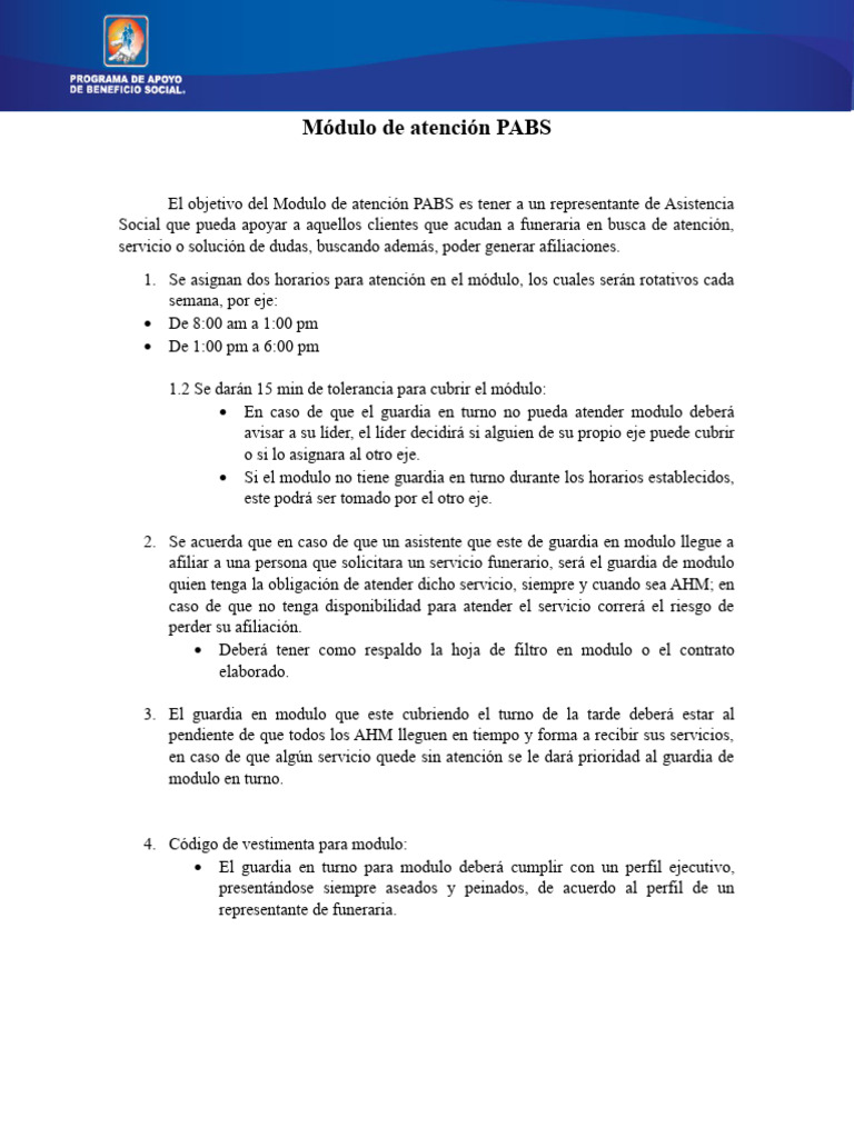 Módulo de Atención PABS | PDF