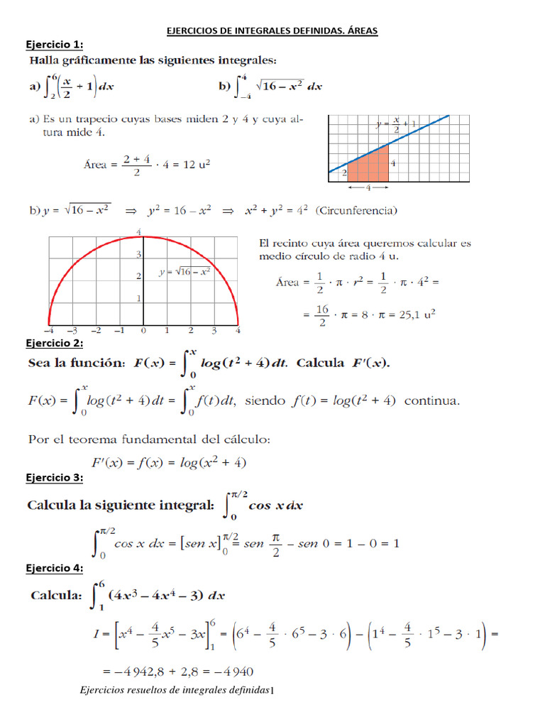 Ejercicios Resueltos Anaya de Integral - Definida | PDF