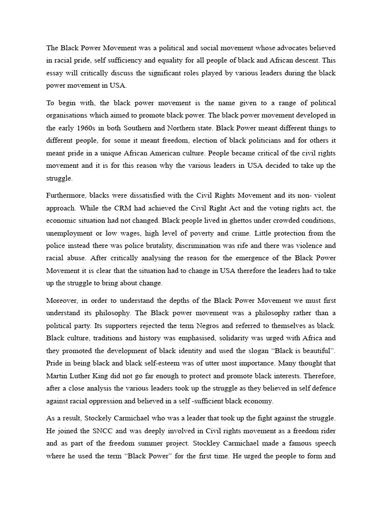 black power movement essay grade 12.docx | PDF | Black Power | Black ...