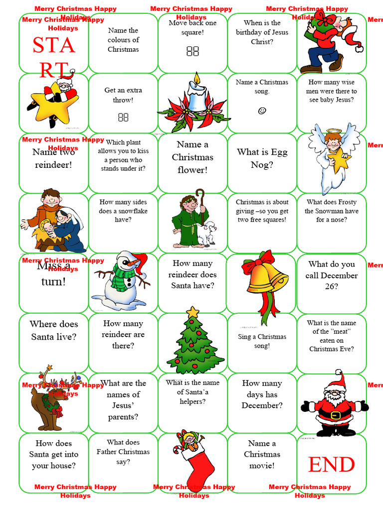 Christmas Board Game Fun Activities Games Games Oneonone Activities War ...