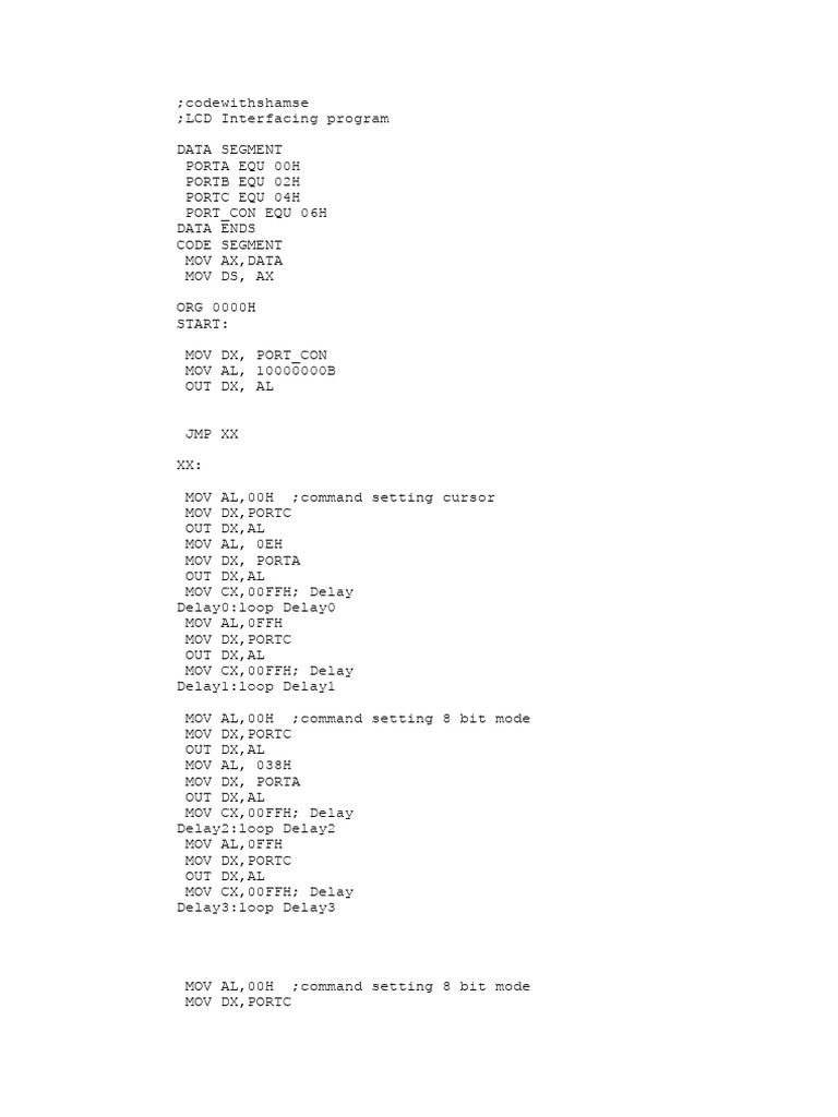 Lcd Interfacing Program Pdf Computing Computer Engineering 2473