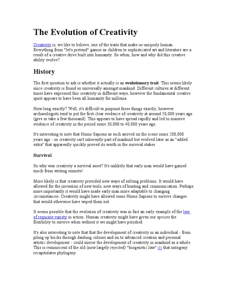 The Evolution of Creativity | PDF | Social Science | Philosophy
