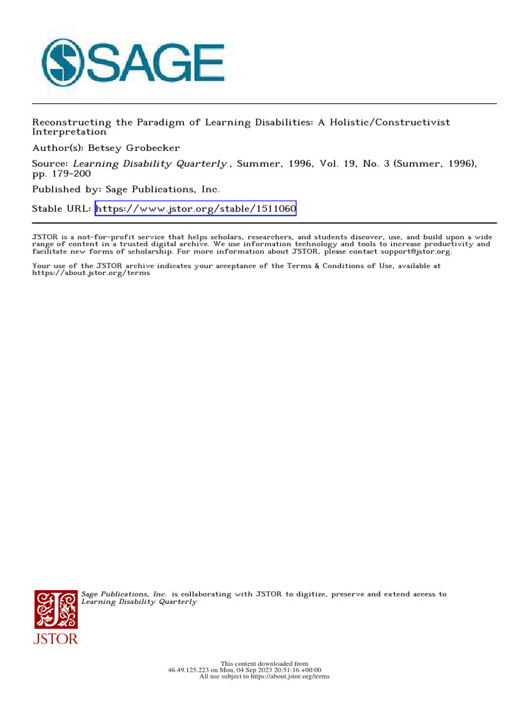Grobecker ReconstructingParadigmLearning 1996 | PDF | Metacognition ...