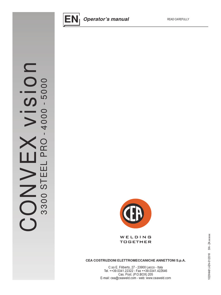 Cea Convex 400 Manual | PDF | Welding | Construction