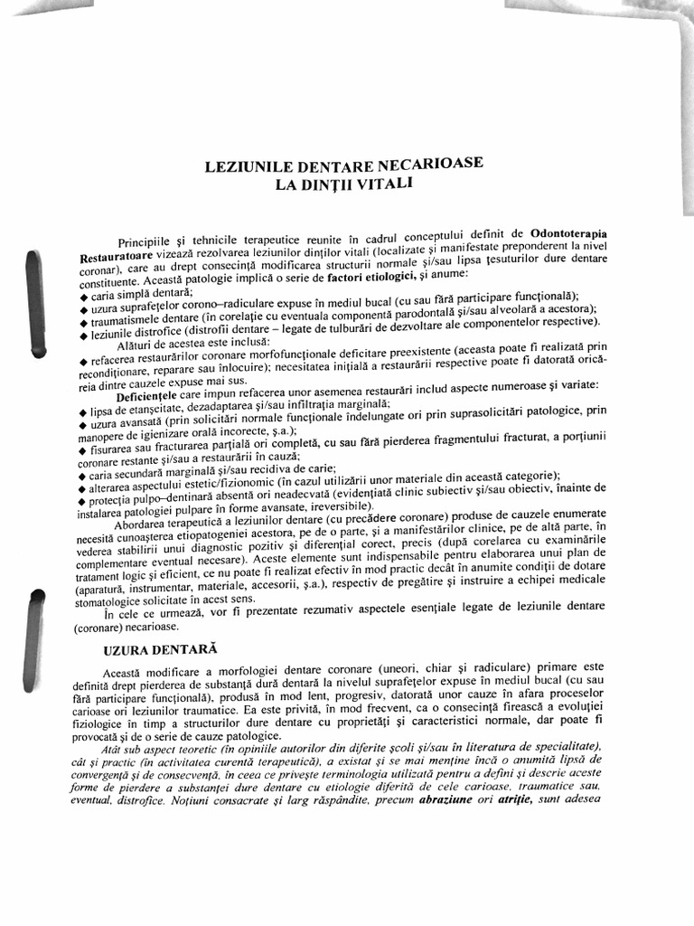 Leziunile Dentare Necarioase La Dintii Vitali | PDF