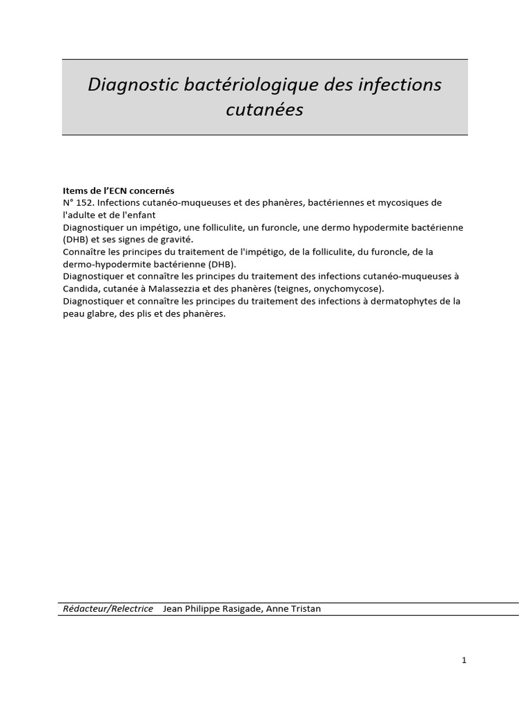 Infections cutanées à staphylocoques | PDF | Staphylocoque doré ...
