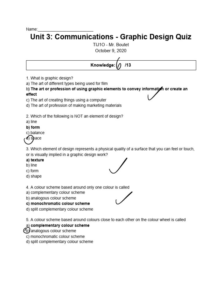 Edited - Copy of Unit 3: Communications Graphic Design Quiz | PDF