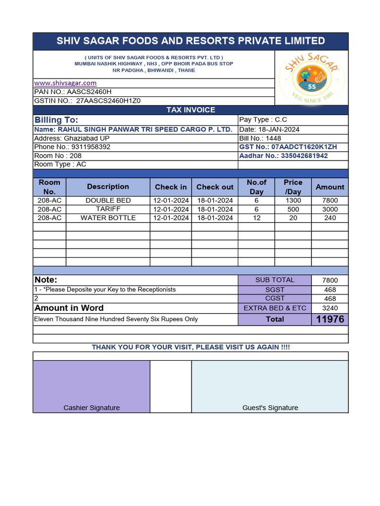 Hotel Bill | PDF