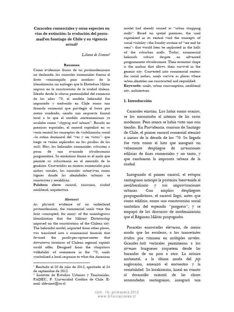 De Simone Caracoles Comerciales y El Proto-MALL Santiago Chile | PDF ...