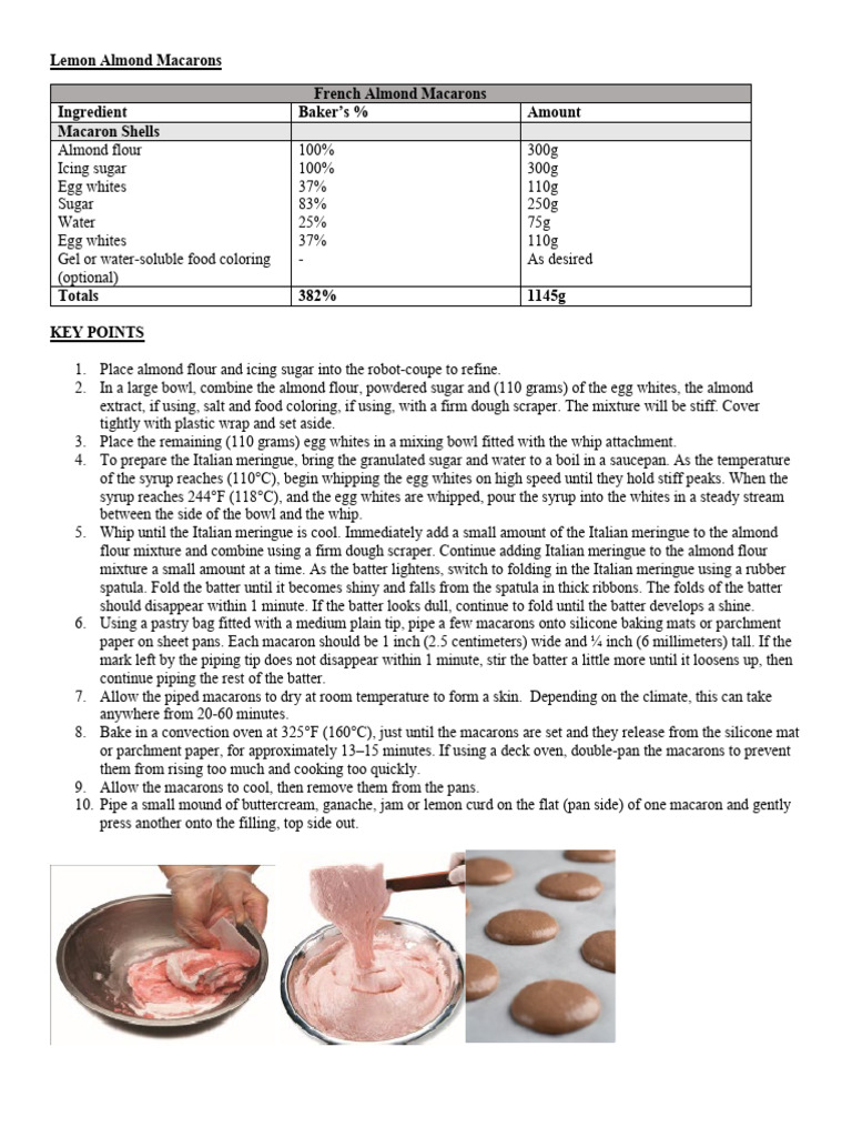 Lemon Almond French Macarons | PDF | Macaron | Meringue