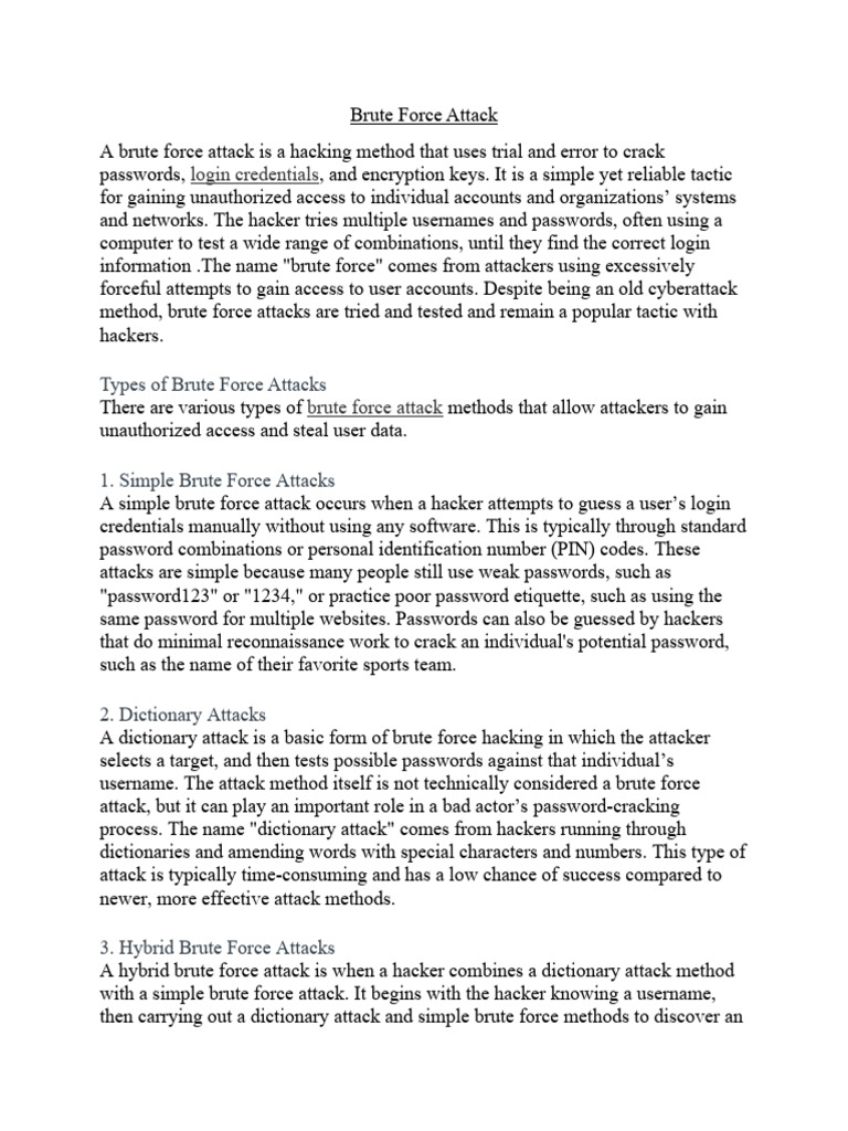 Brute Force Attack | PDF | Password | User (Computing)