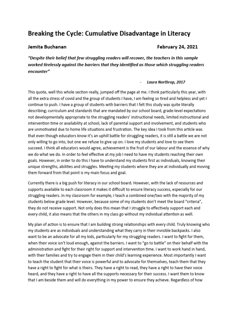 Breaking The Cycle | PDF | Literacy | Cognitive Science