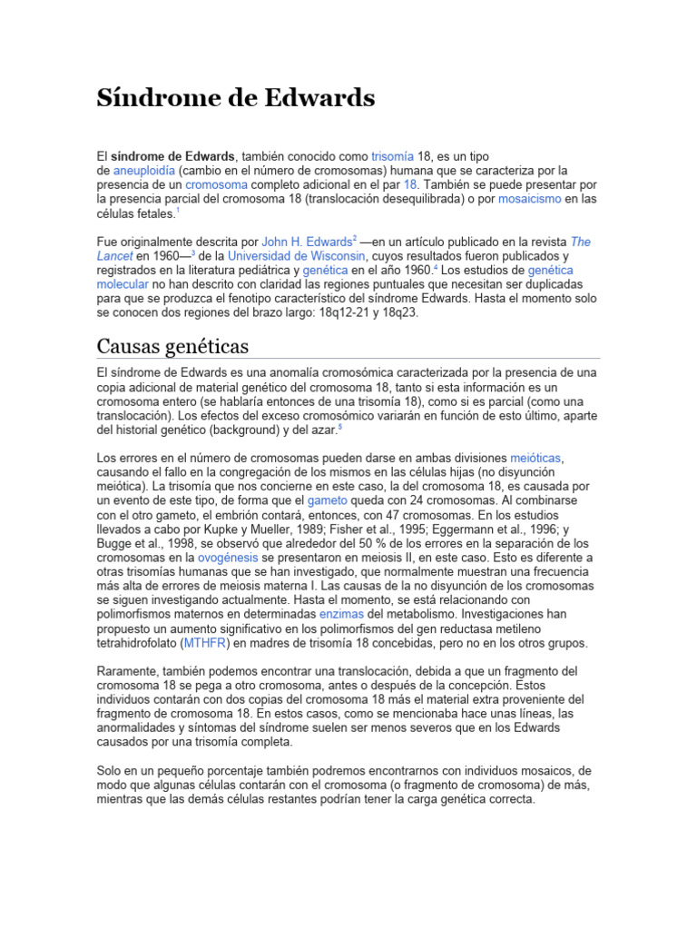 Síndrome de Edwards | PDF | Síndrome de Down | Genética