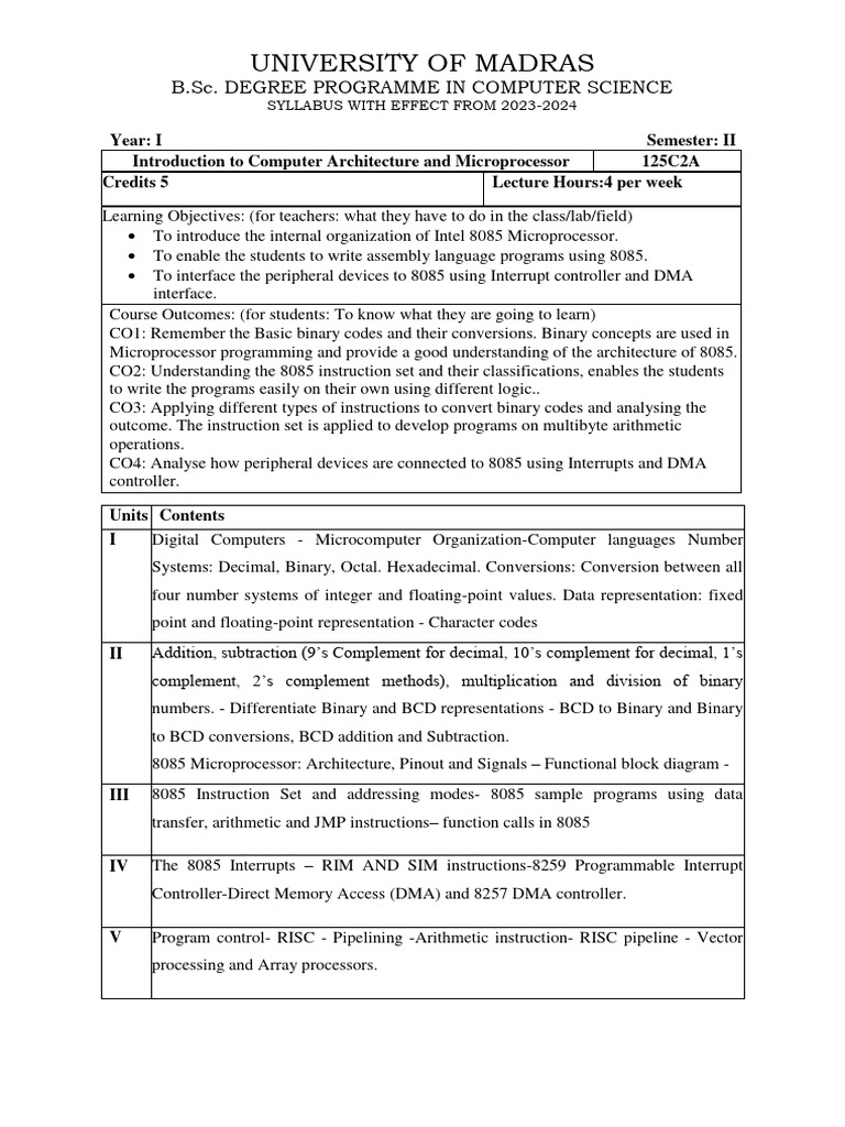 Computer Organisation Syllabus | PDF | Binary Coded Decimal | Computer Program