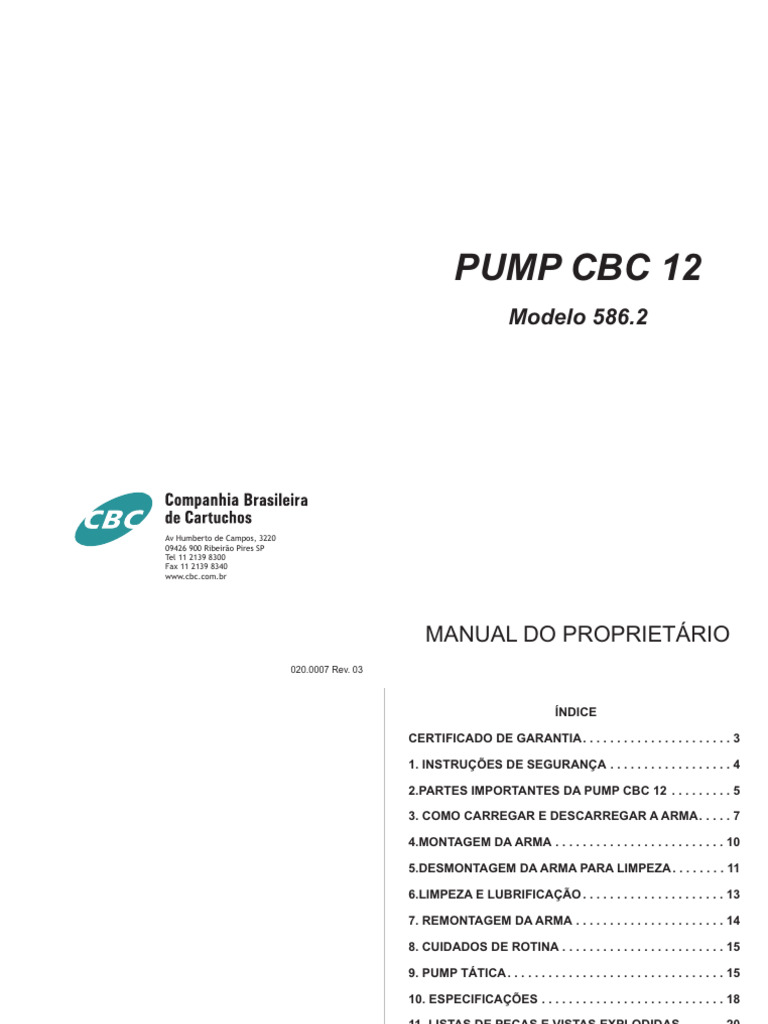 Manual CBC CALIBRE 12 586.2-1 | PDF | Cartucho (armas de fogo ...