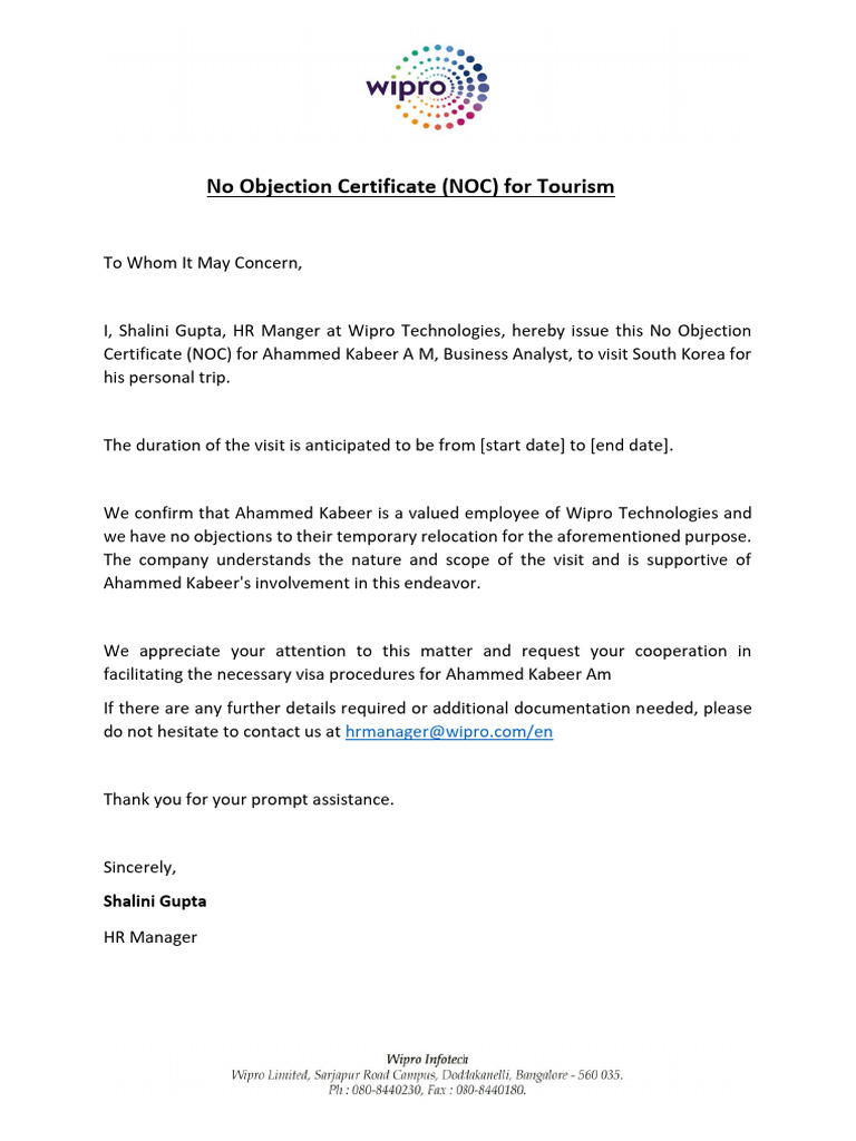 No Objection Certificate (NOC) For Tourism: Shalini Gupta | PDF ...