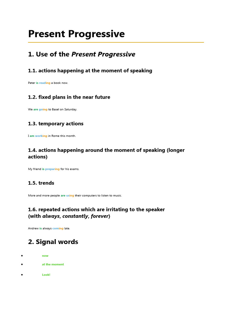 Present Progressive | PDF